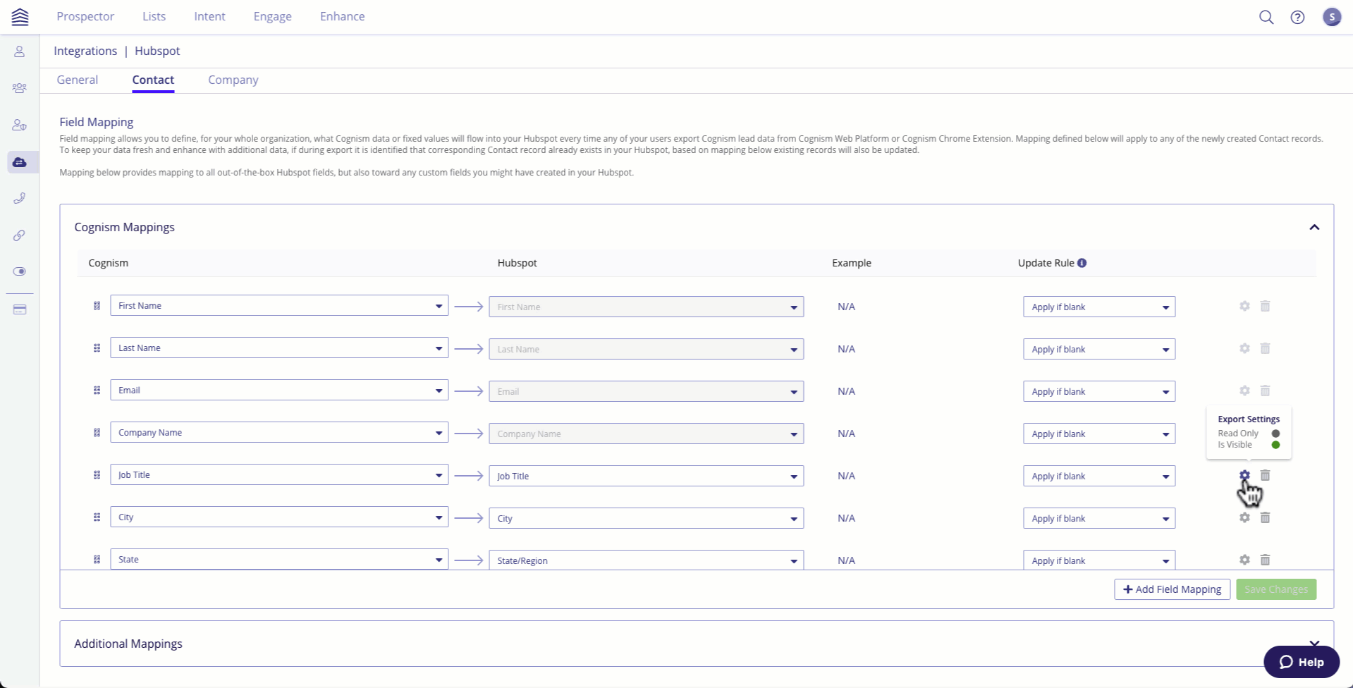Setting Up HubSpot Integration Field Mappings – Cognism